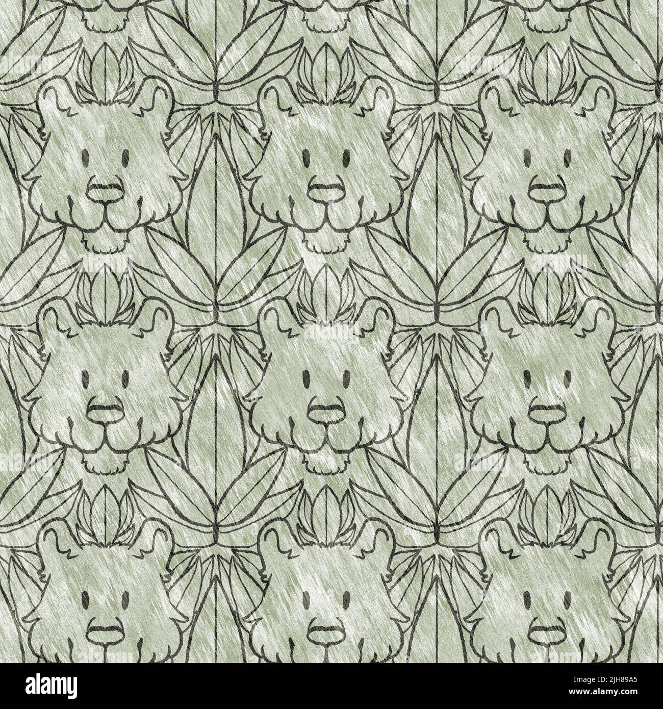 Cute safari wild tiger animal pattern for babies room decor. Seamless ...