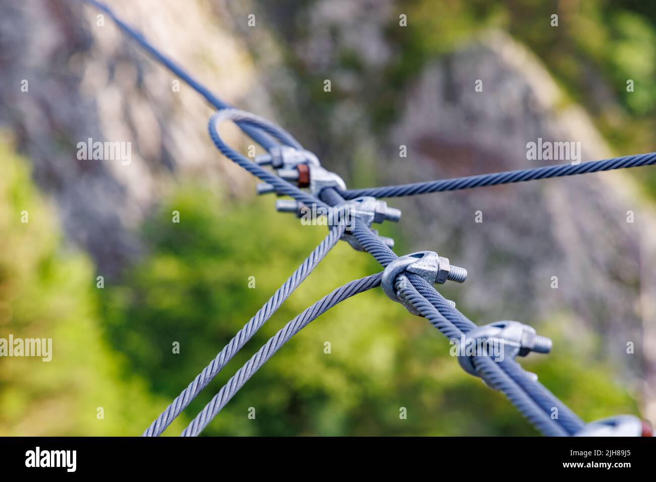 Reliable strong metal cable with connecting fastening with bolts and ...