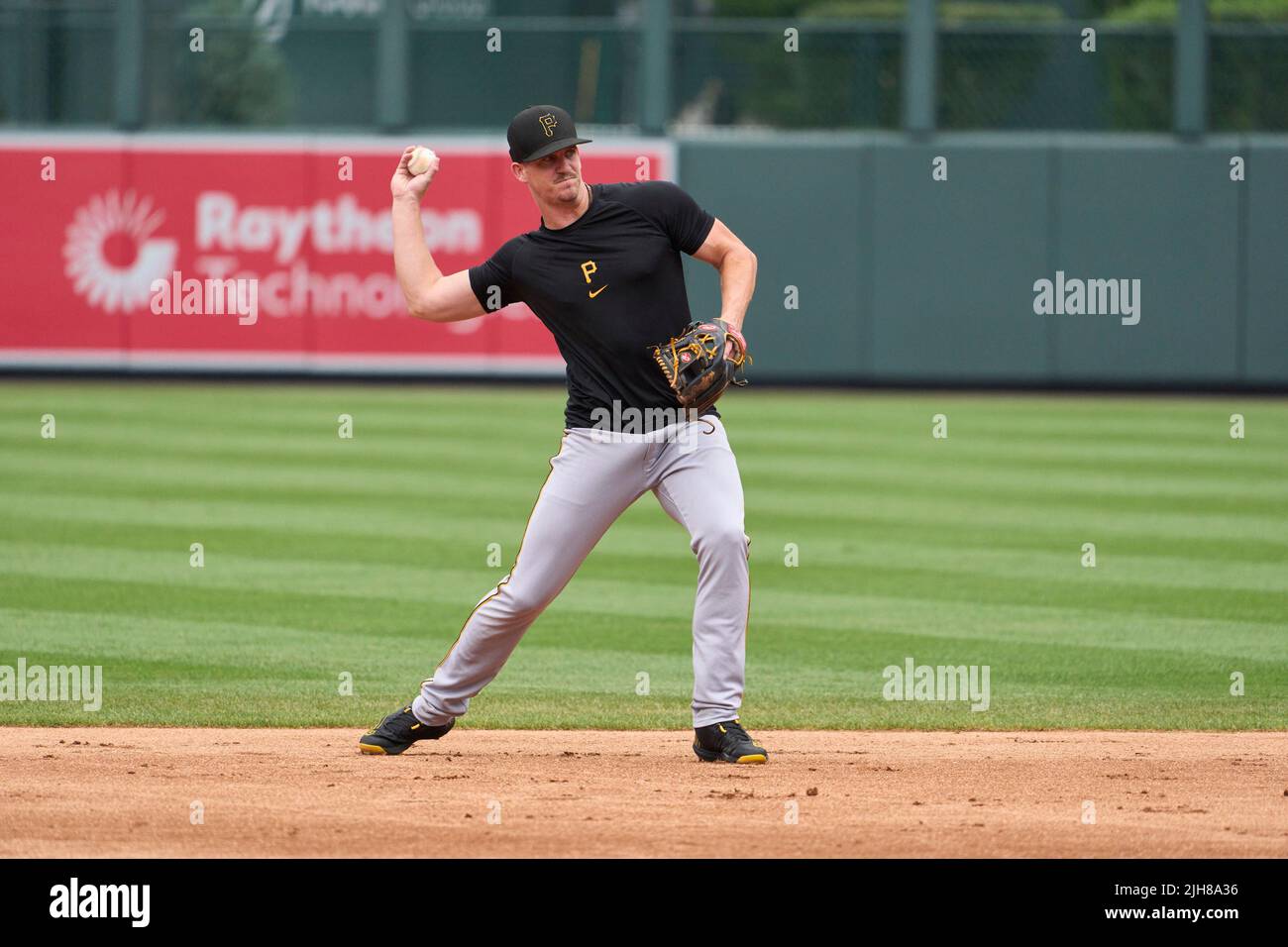 Denver CO, USA. 15th July, 2022. Pittsburgh second baseman Kevin Newman ...