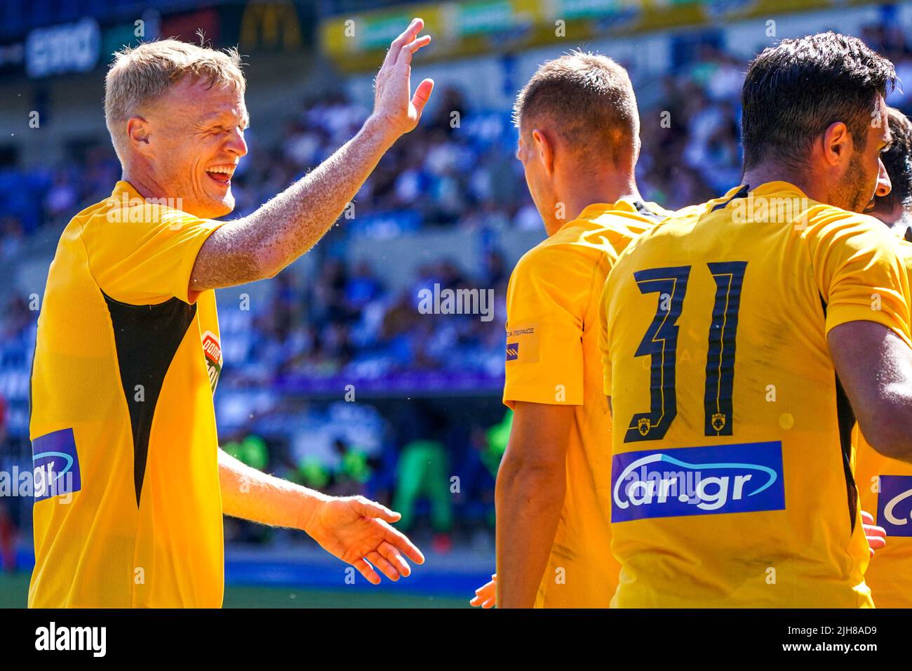GENK, BELGIUM - JULY 16: Jens Jonsson of AEK Athene during the Friendly ...