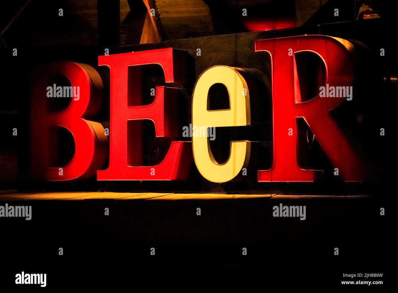 Beer sign in a pub Stock Photo - Alamy