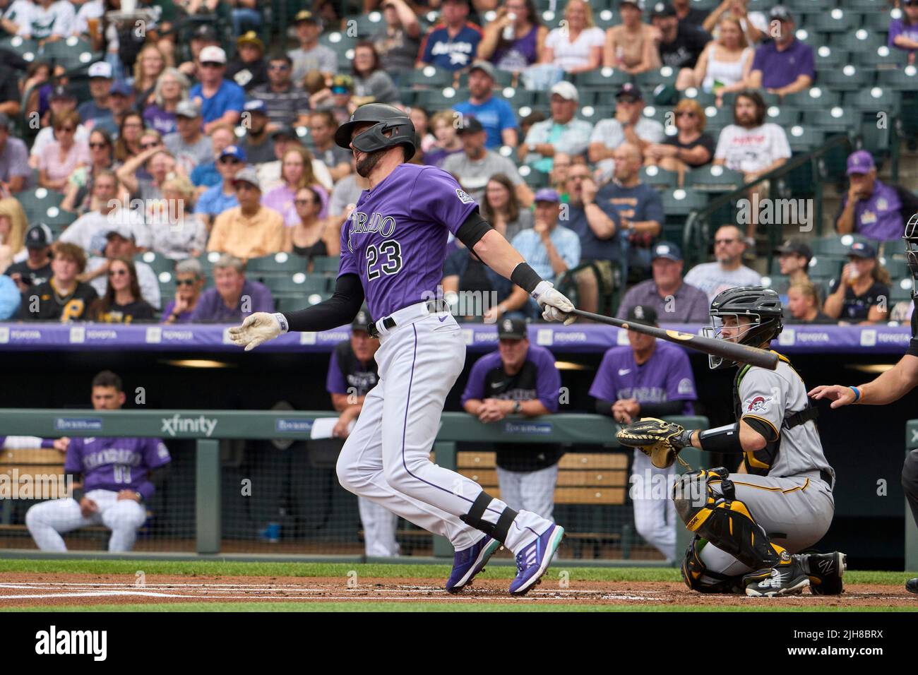 Denver CO, USA. 15th July, 2022. Colorado left fielder Kris Bryant (23 ...