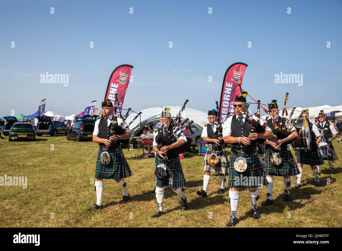 Kernow Pipes and drummers play at The Camborne Show in Cornwall Stock ...
