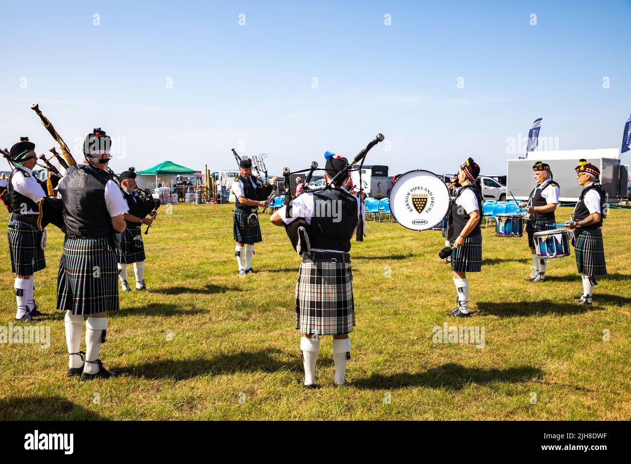 Kernow Pipes and drummers play at The Camborne Show in Cornwall Stock ...