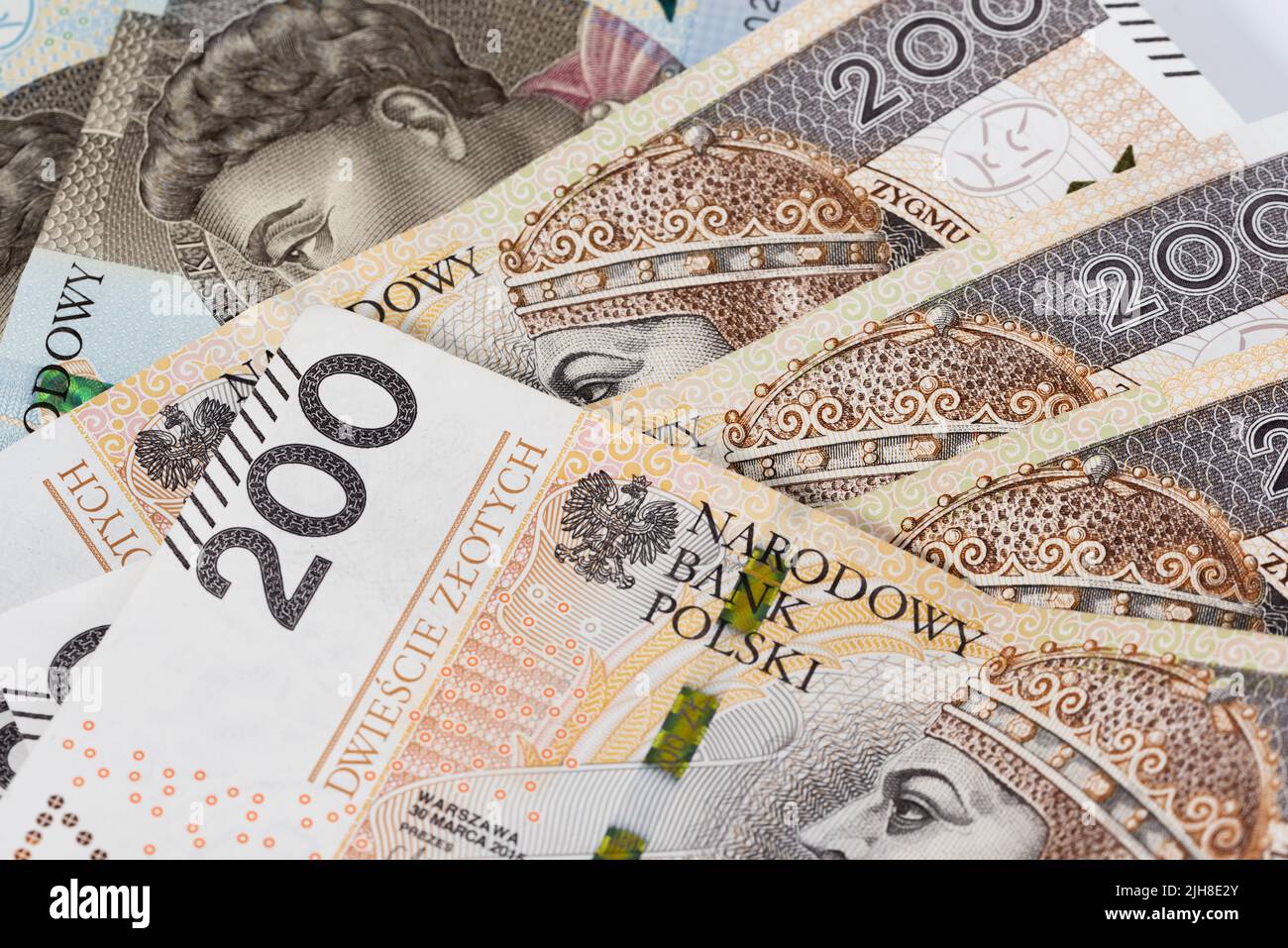 Polish banknotes of large denominations, 200 and 500 zlotys. Money in ...