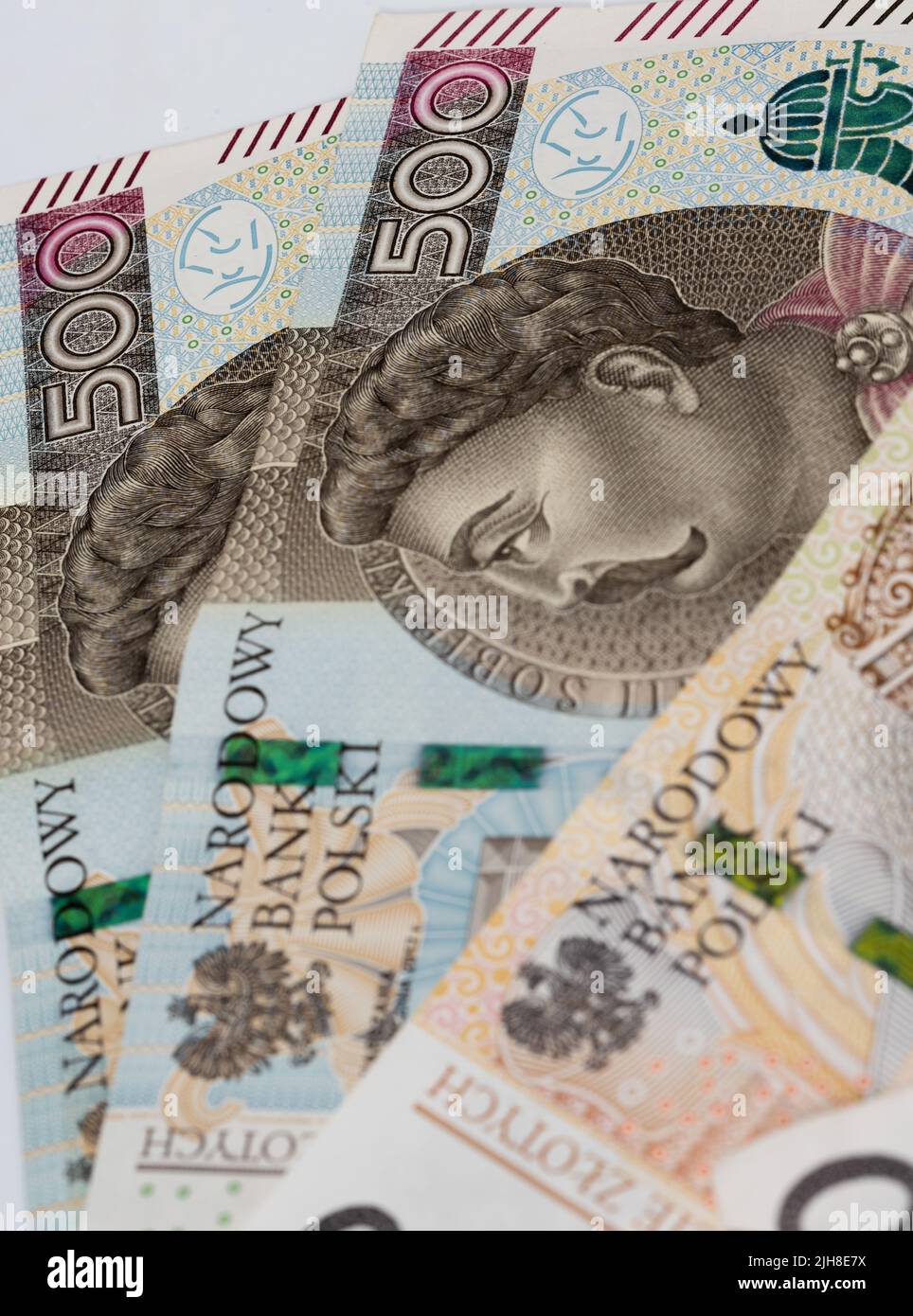 Polish banknotes of large denominations, 200 and 500 zlotys. Money in ...