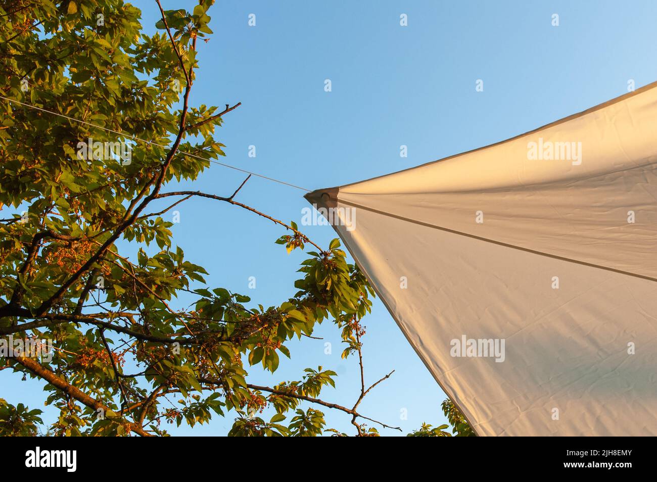 Awning view tent blue hi-res stock photography and images - Alamy