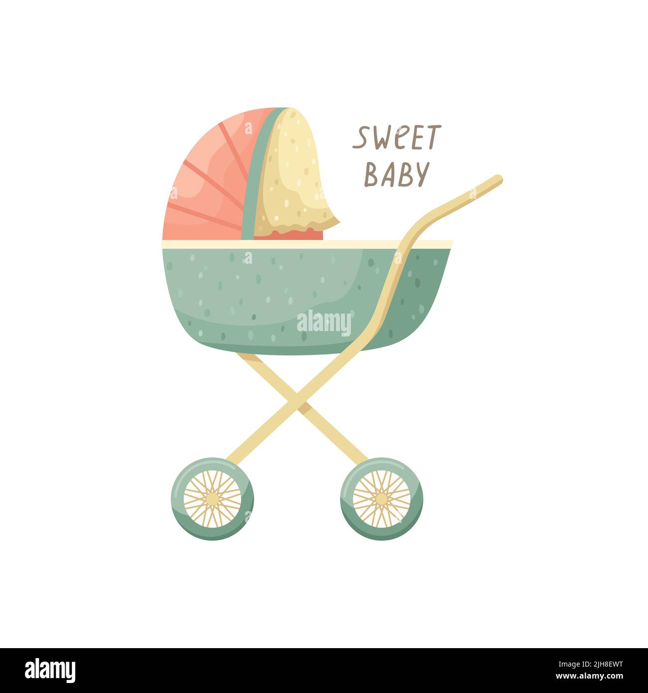 Vector children's illustration of a stroller. A newborn Stock Vector ...
