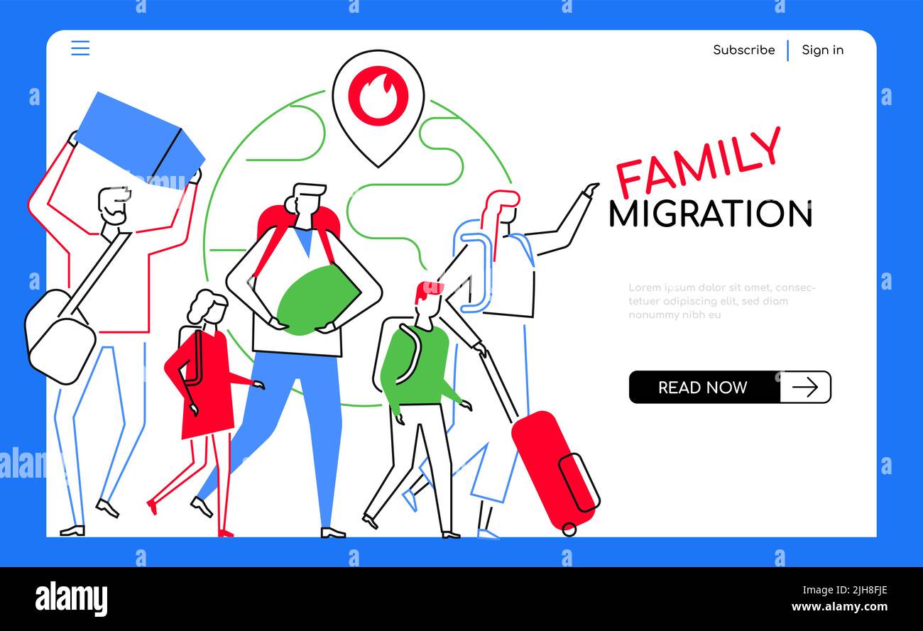 Family migration - modern flat design style web banner Stock Vector ...