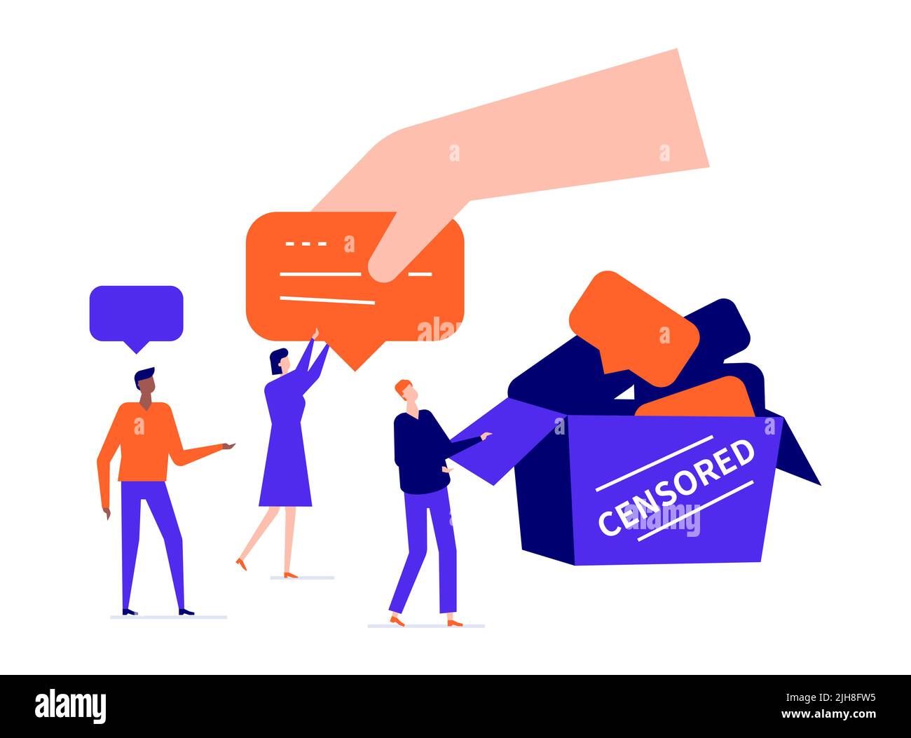 Freedom of speech censorship - modern colorful flat design style ...