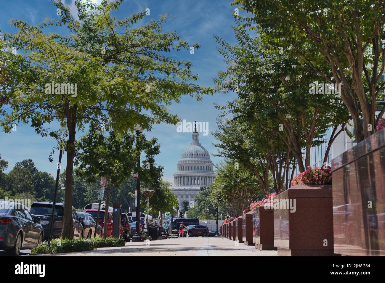 The United States Capitol building on the end of the street Stock Photo ...