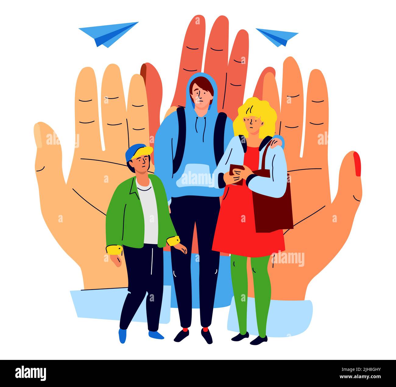 Migration support - modern colorful flat design style illustration ...