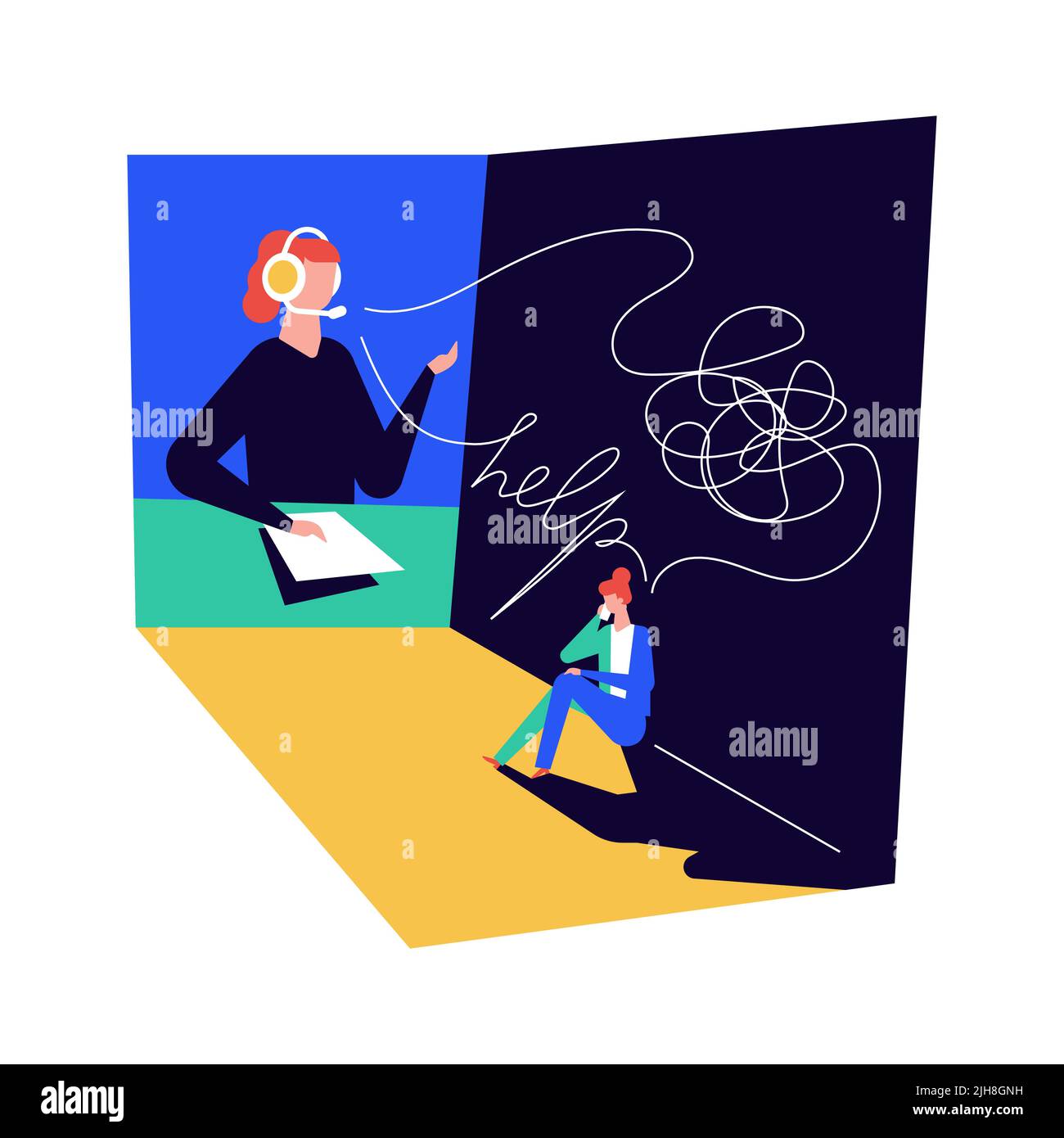 Remote help and support - modern colorful flat design style ...