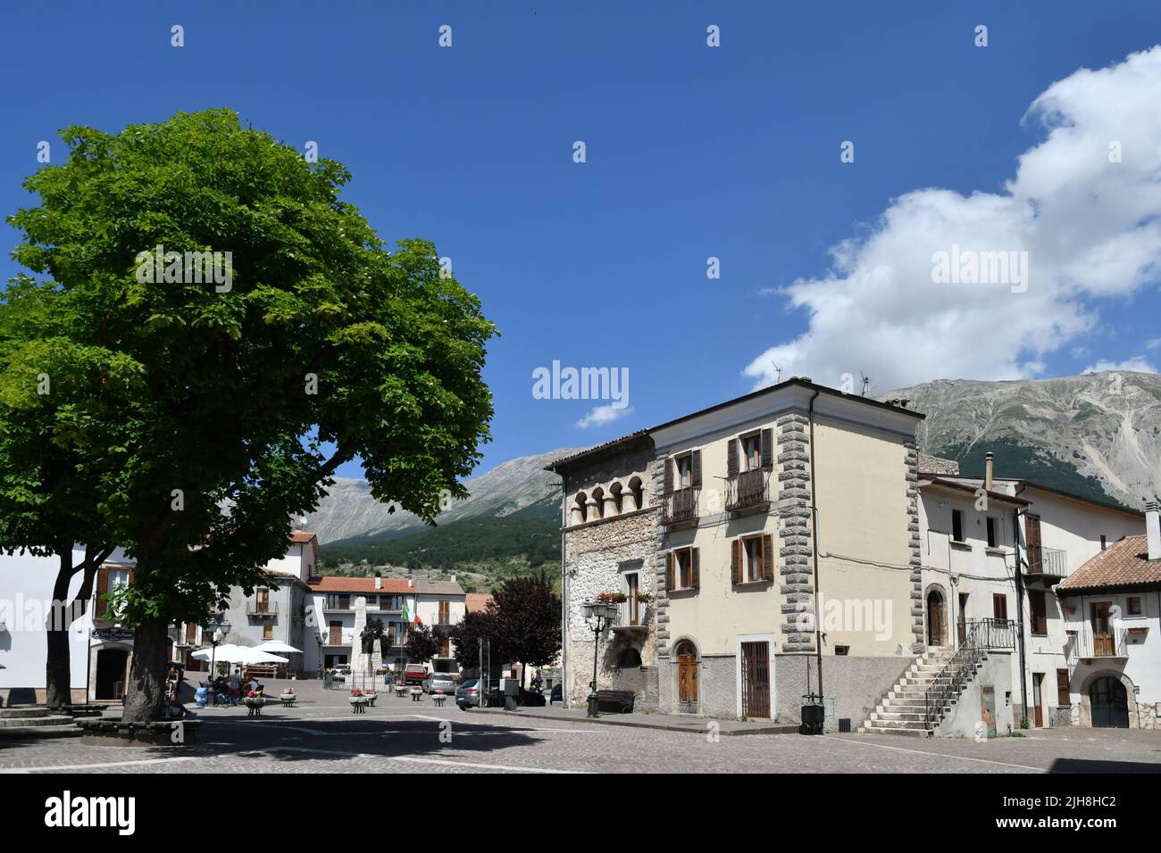 A square in between Campo di Giove, a medieval village in the Abruzzo ...
