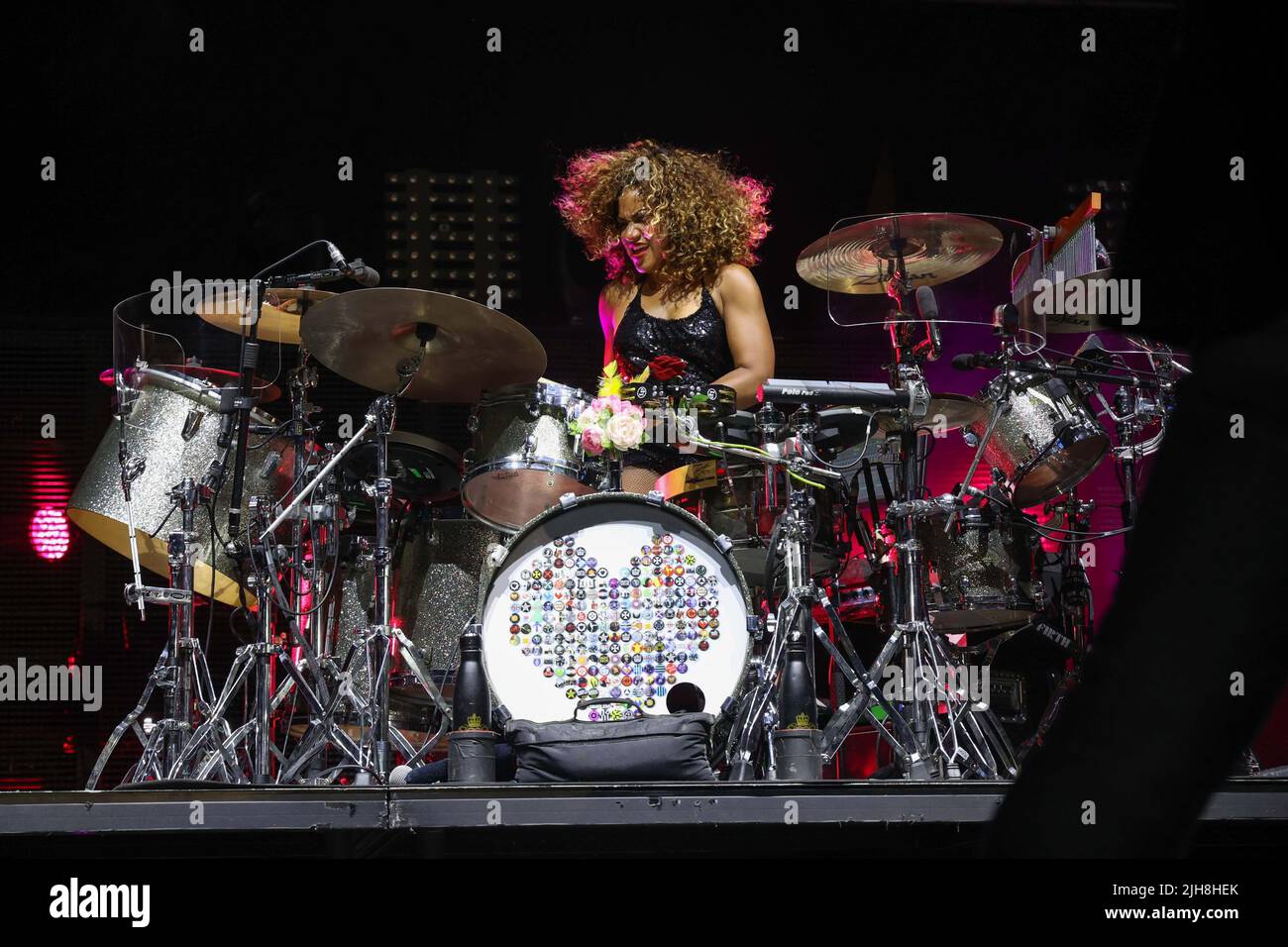 Cherisse Osei drums during the Music Concert Simple Minds - 40 Years of ...