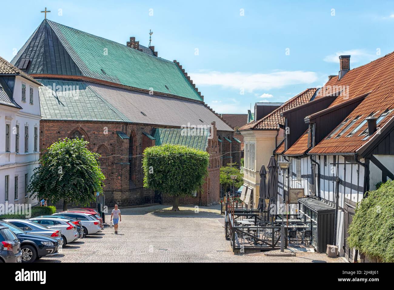 The medieval church of Saint Mary's in the town center of Helsingborg ...