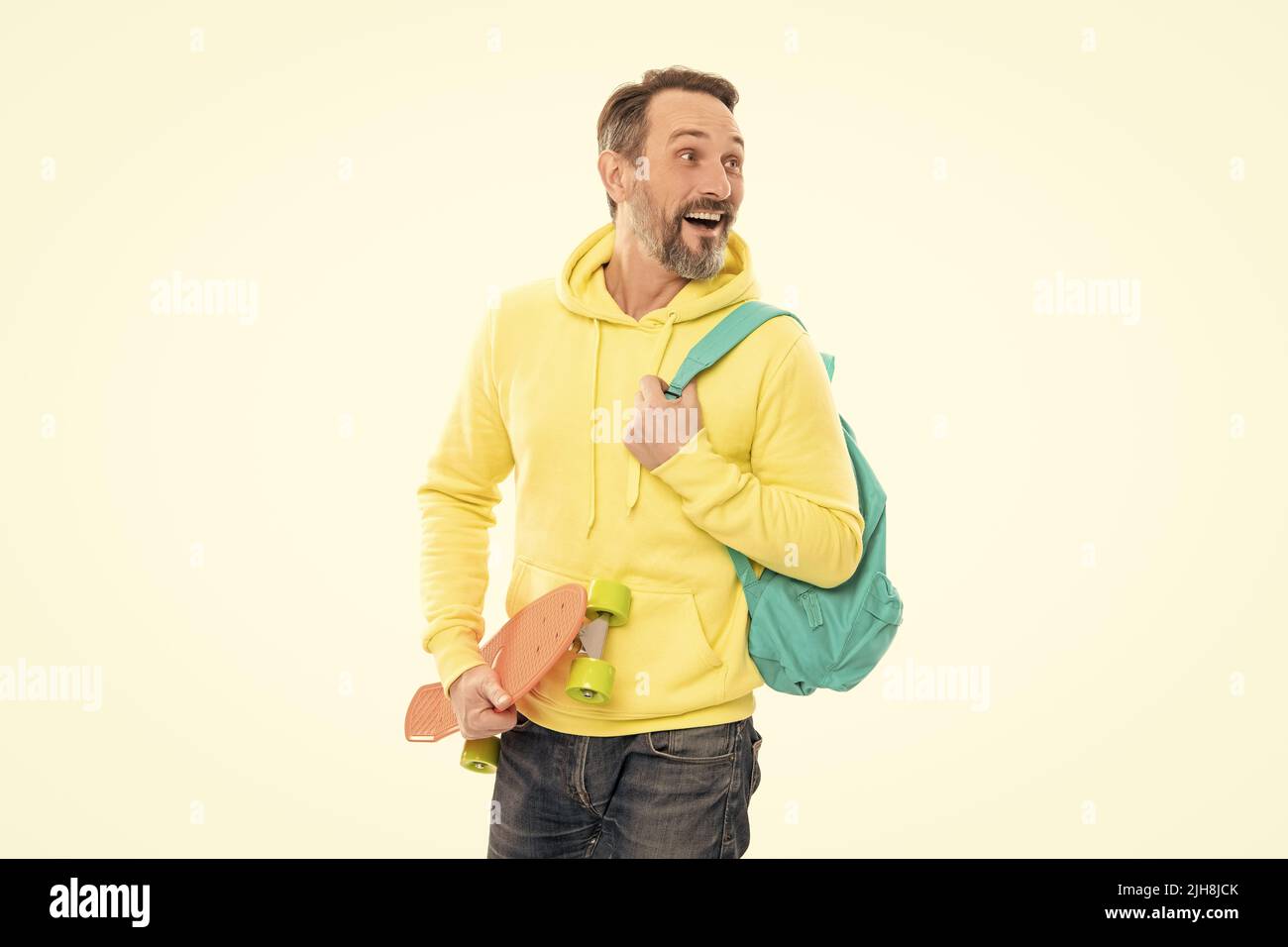 Surprised man carry backpack hi-res stock photography and images - Alamy