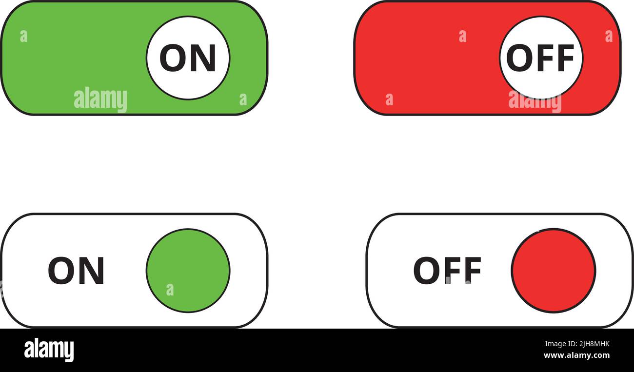 On and off buttons in red and green on a white background Stock Vector ...