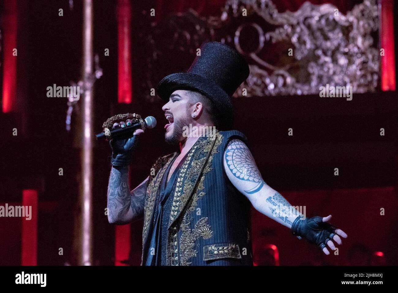 Unipol Arena, Bologna, Italy, July 11, 2022, Adam Lambert during Queen ...