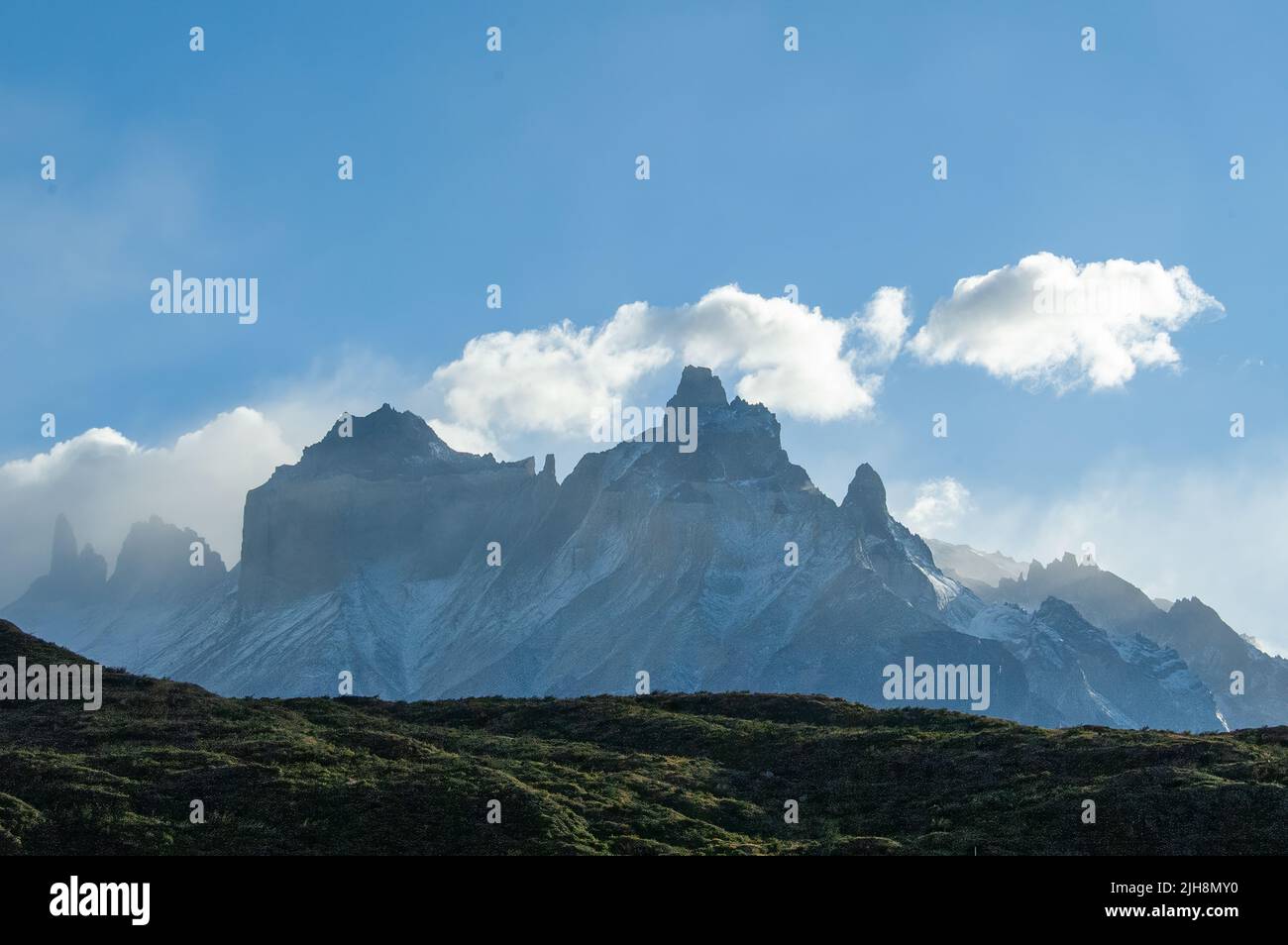 A beautiful shot of the landscape and mountains in Torres del Paine ...