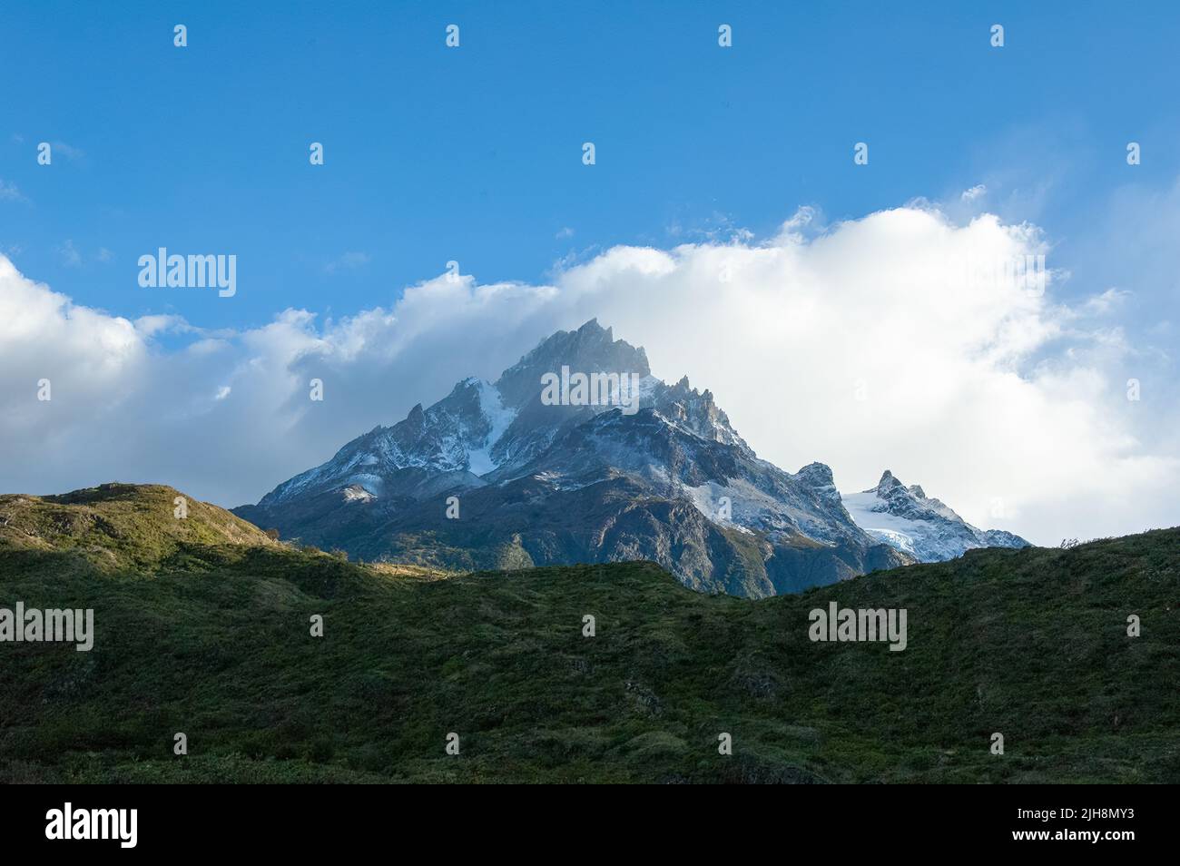A beautiful shot of the landscape and mountains in Torres del Paine ...