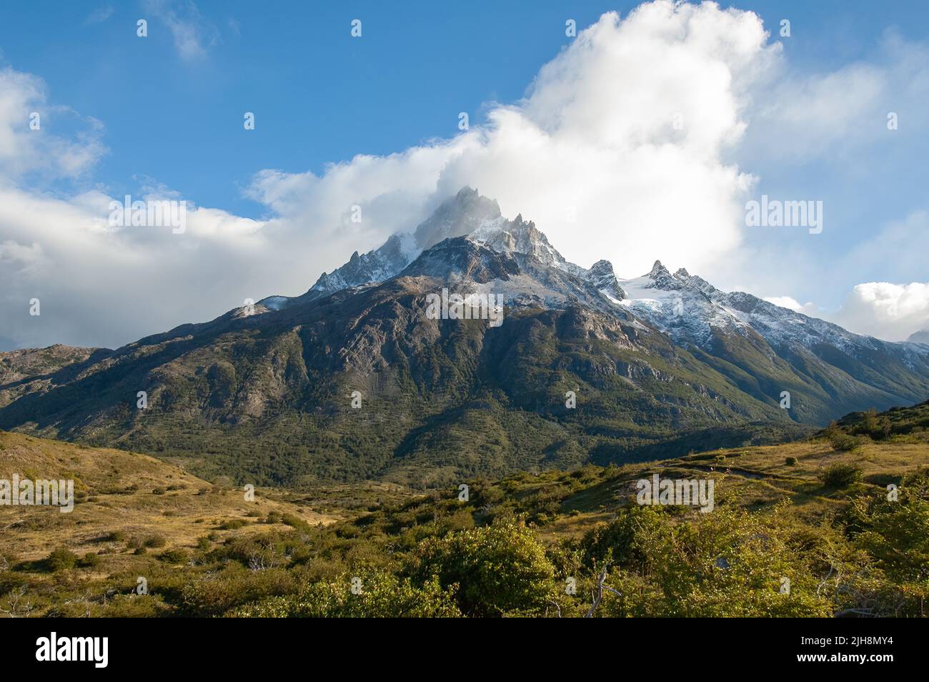 A beautiful shot of the landscape and mountains in Torres del Paine ...