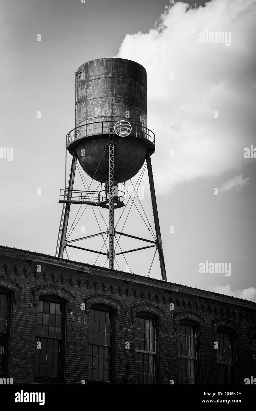 A vertical greyscale shot of an industrial construction in Nashville ...