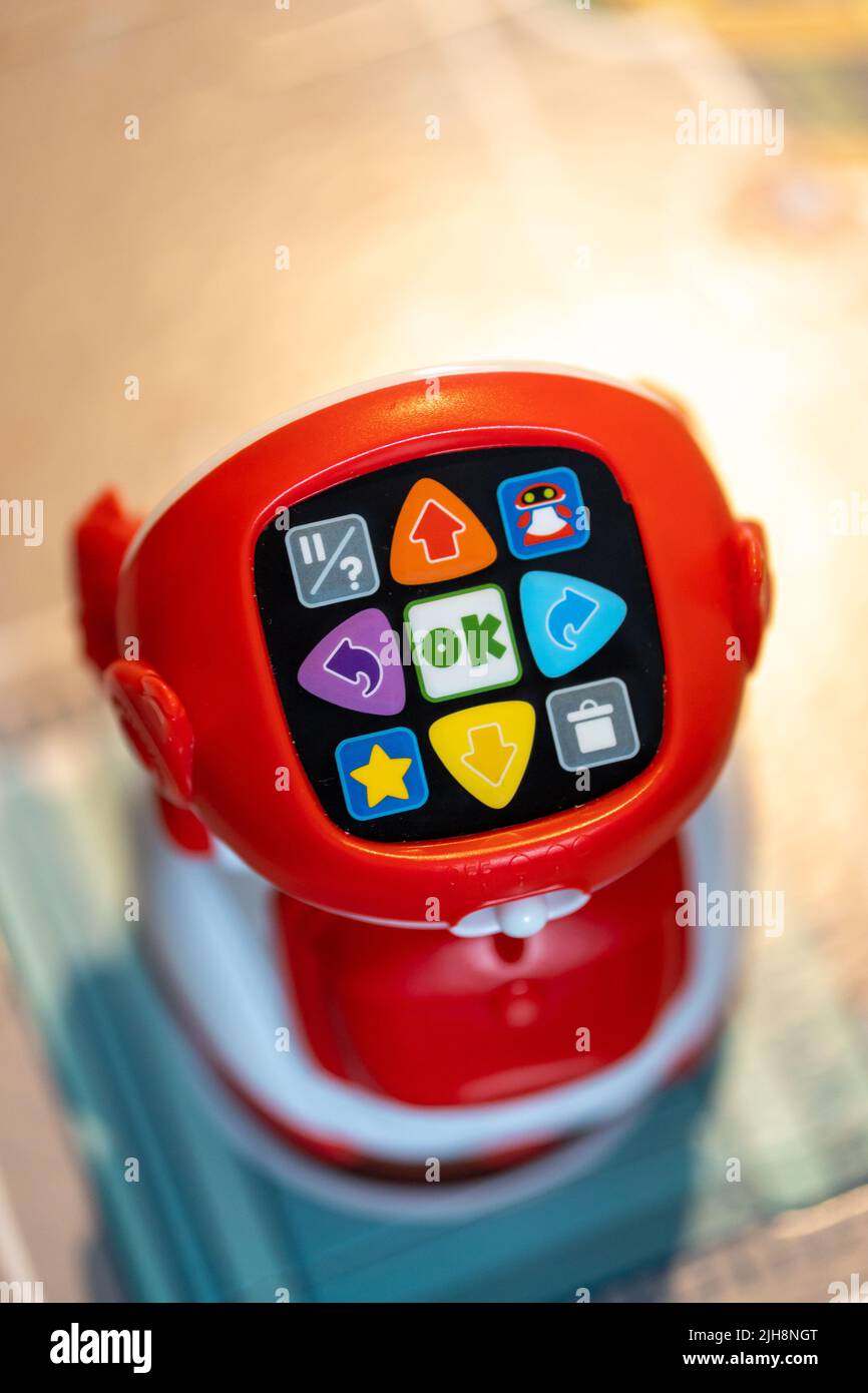 A back of a Super Doc educational robot with buttons against a blurred background Stock Photo ...