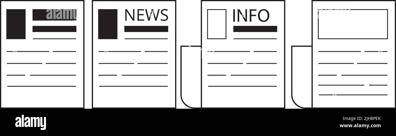 Newsletter line icons isolated on a white background Stock Vector Image ...