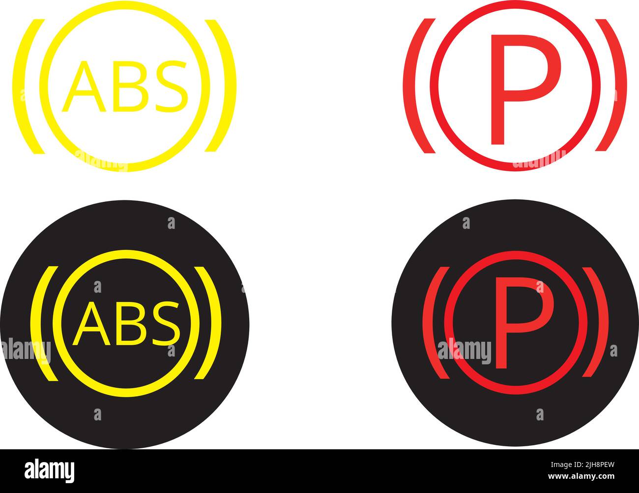 ABS and parking brake icon on a white background Stock Vector Image ...