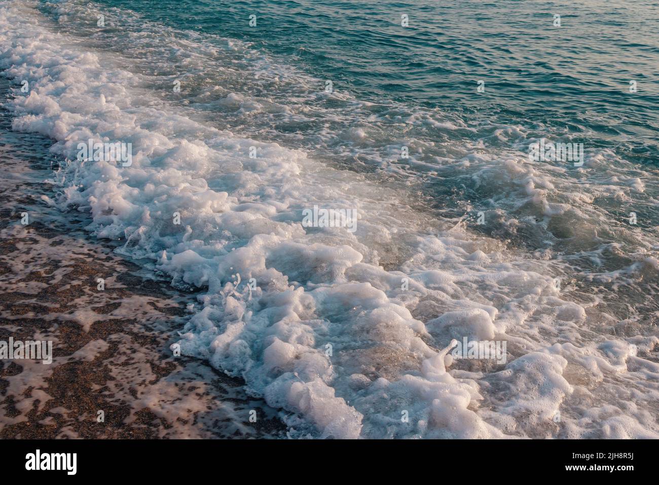 Landscape with stormy sea - waving water and foam - wave, covering ...