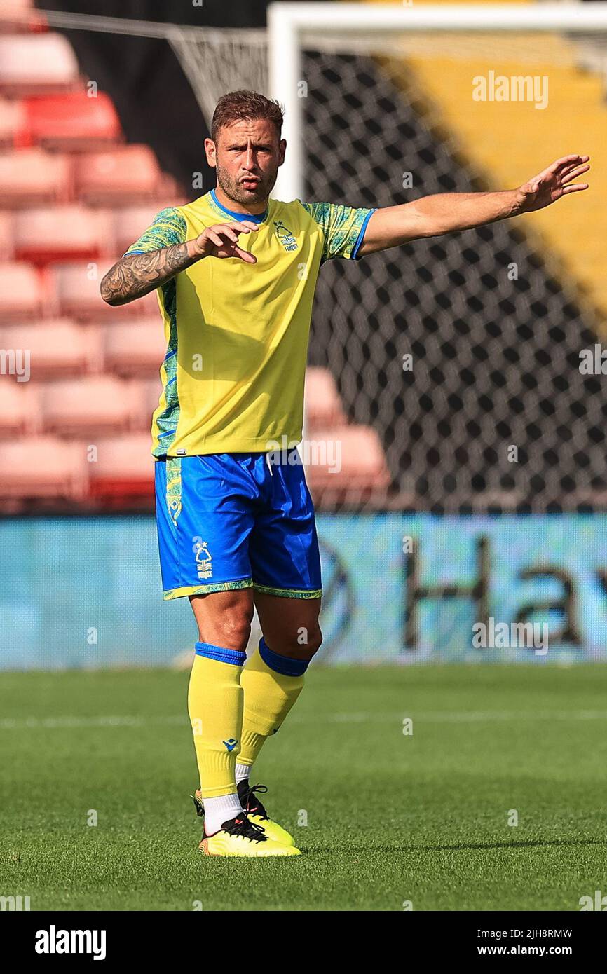 Steve Cook #3 of Nottingham Forest gives his team instructions Stock ...