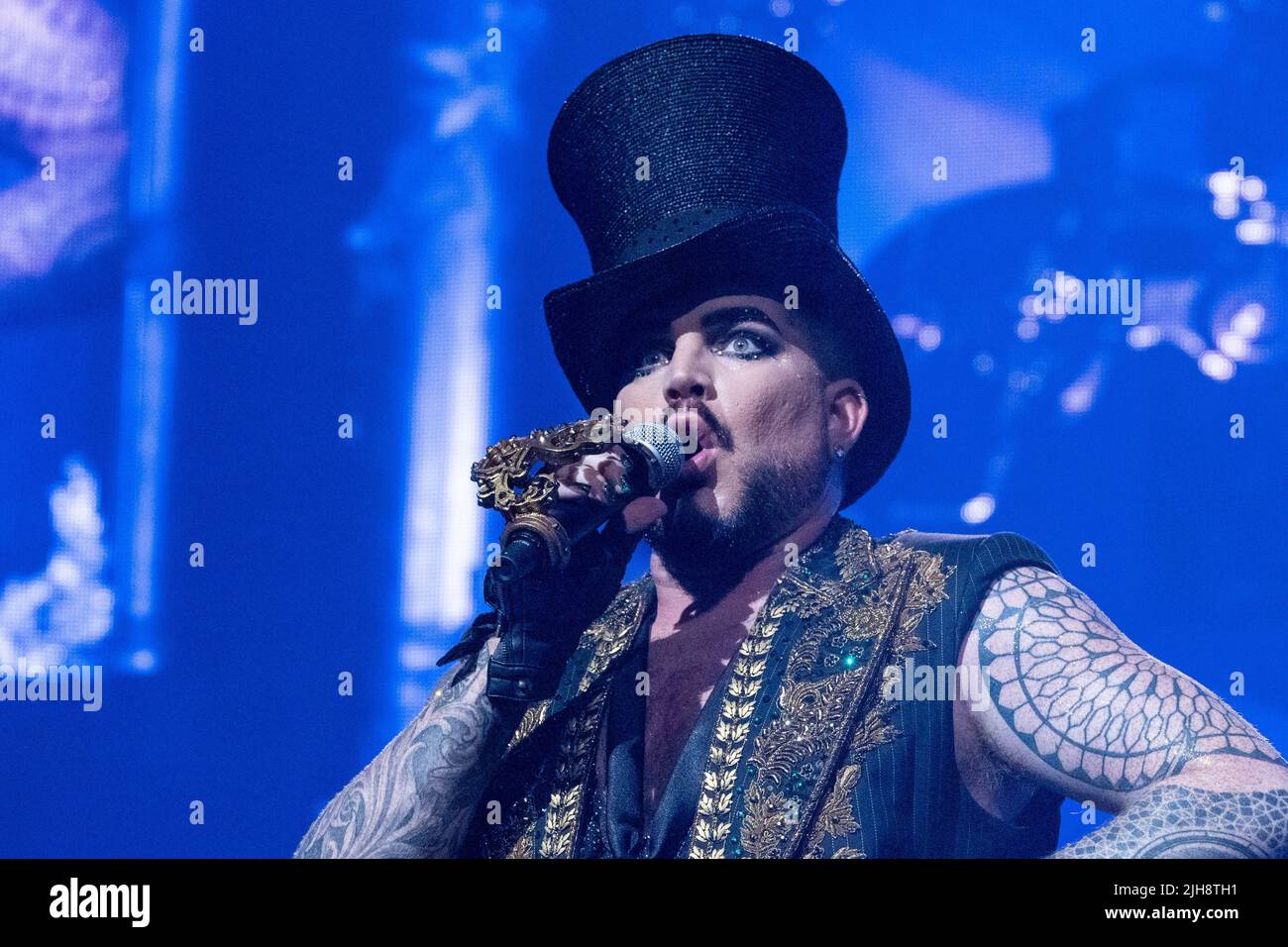 Unipol Arena, Bologna, Italy, July 11, 2022, Adam Lambert during Queen ...