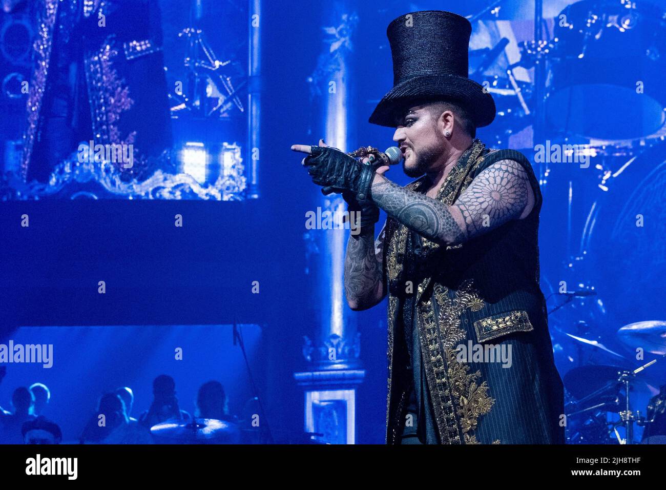 Unipol Arena, Bologna, Italy, July 11, 2022, Adam Lambert during Queen ...
