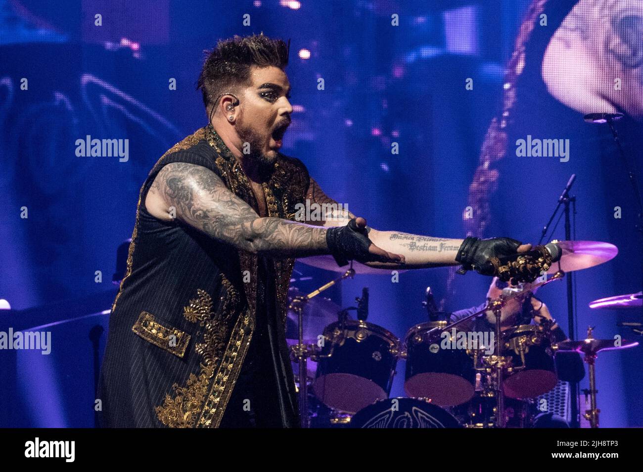 Unipol Arena, Bologna, Italy, July 11, 2022, Adam Lambert during Queen ...