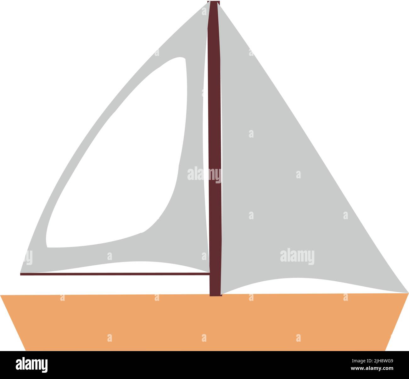 Sailing yacht. Sailing boat. Vector Illustration in cartoon style ...