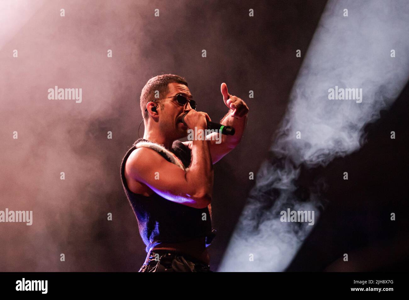 Mahmood performing on stage during the Italian singer Music Concert ...