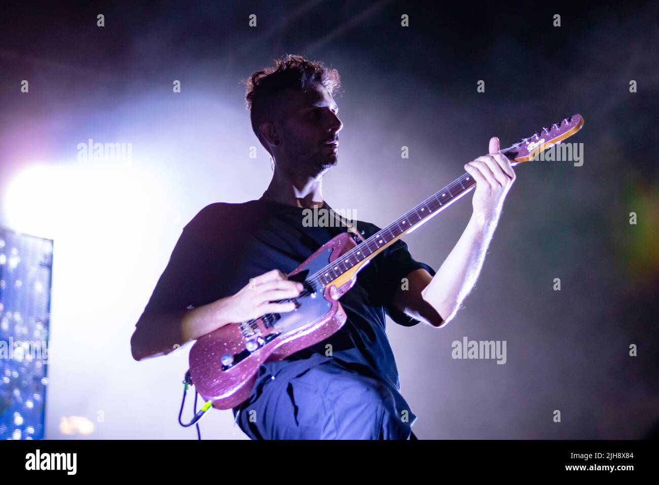 Mahmood performing on stage during the Italian singer Music Concert ...