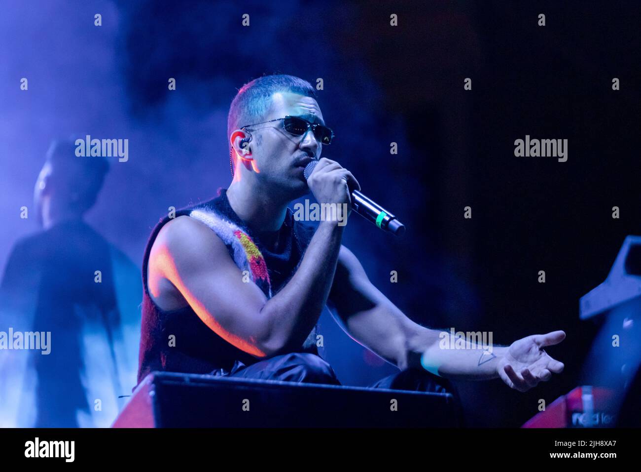 Mahmood performing on stage during the Italian singer Music Concert ...