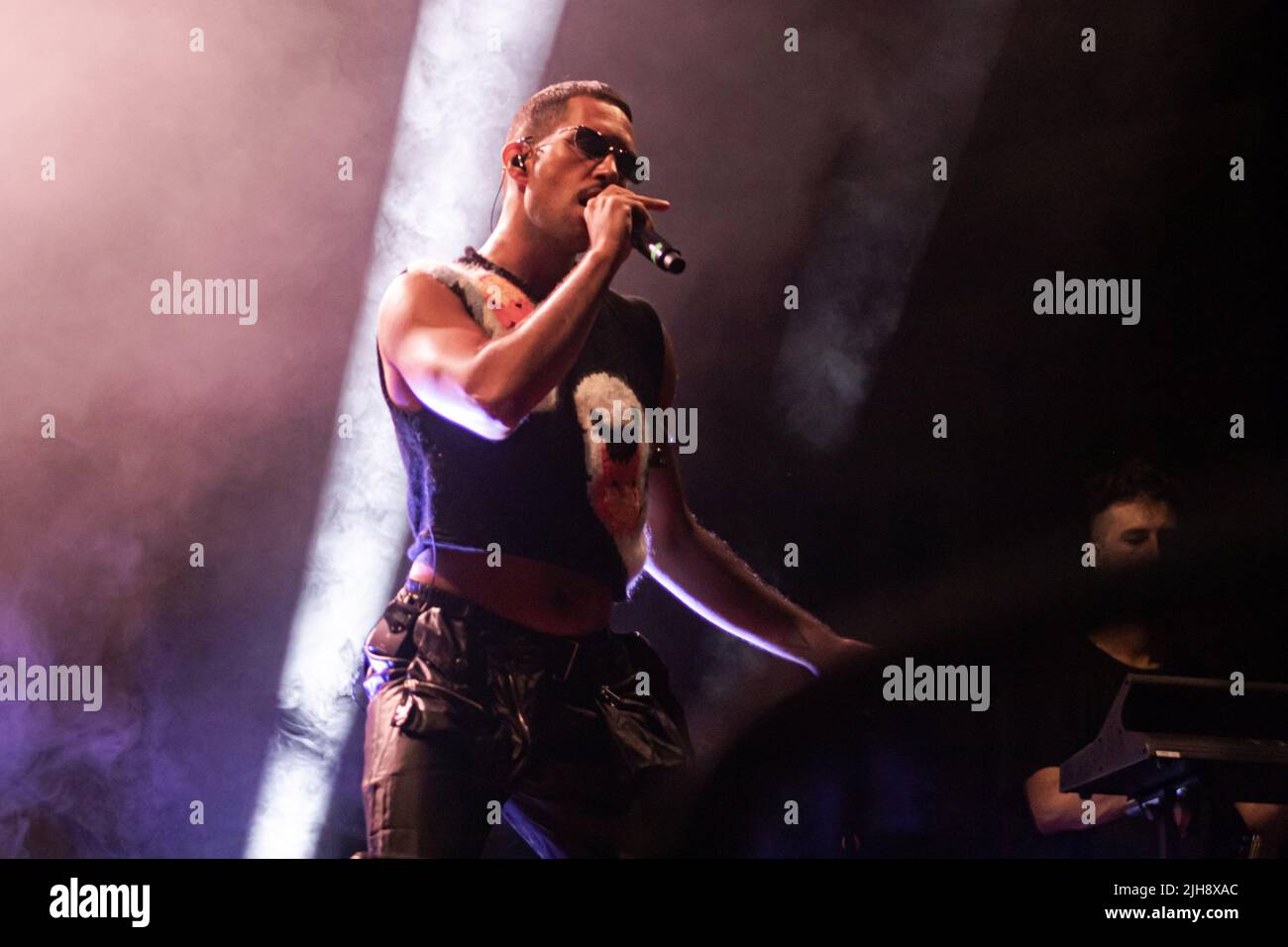 Mahmood performing on stage during the Italian singer Music Concert ...