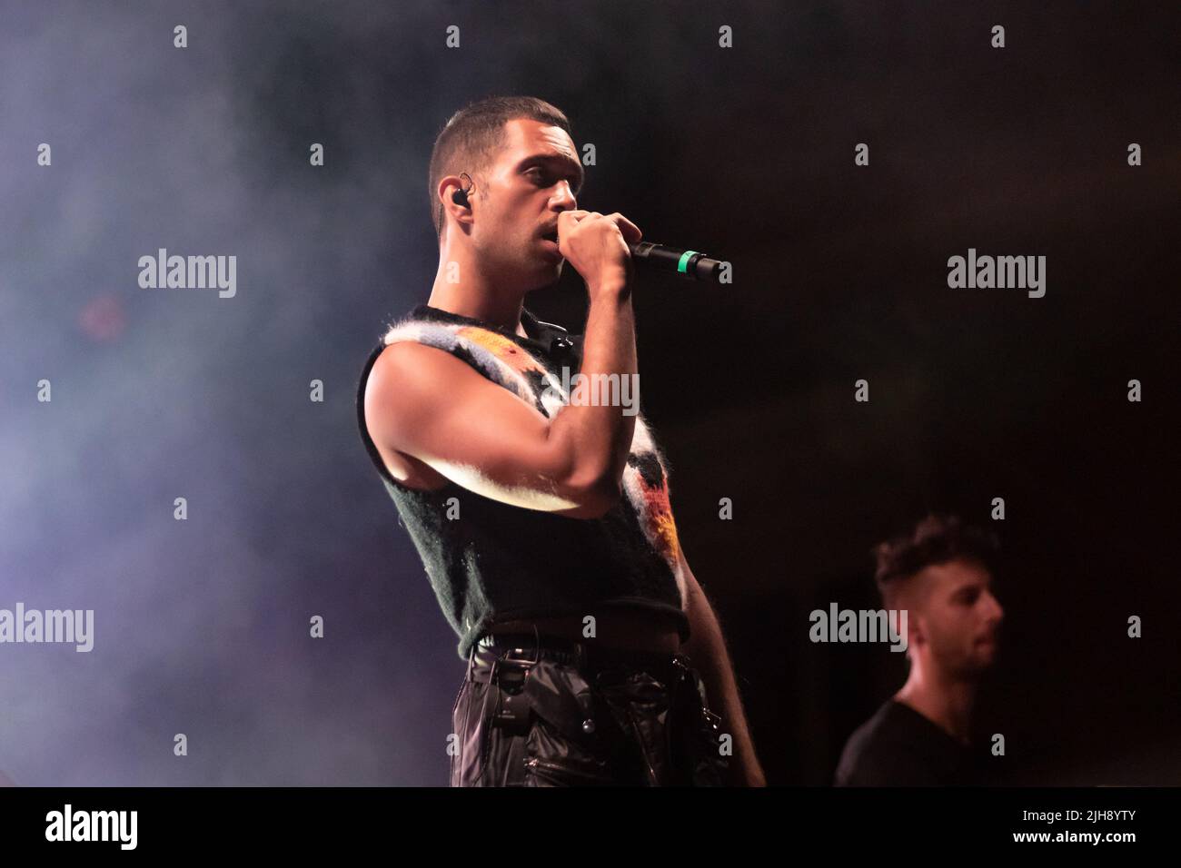 Mahmood performing on stage during the Italian singer Music Concert ...