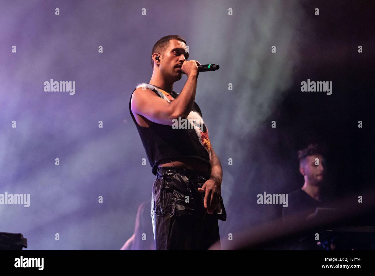 Mahmood performing on stage during the Italian singer Music Concert ...