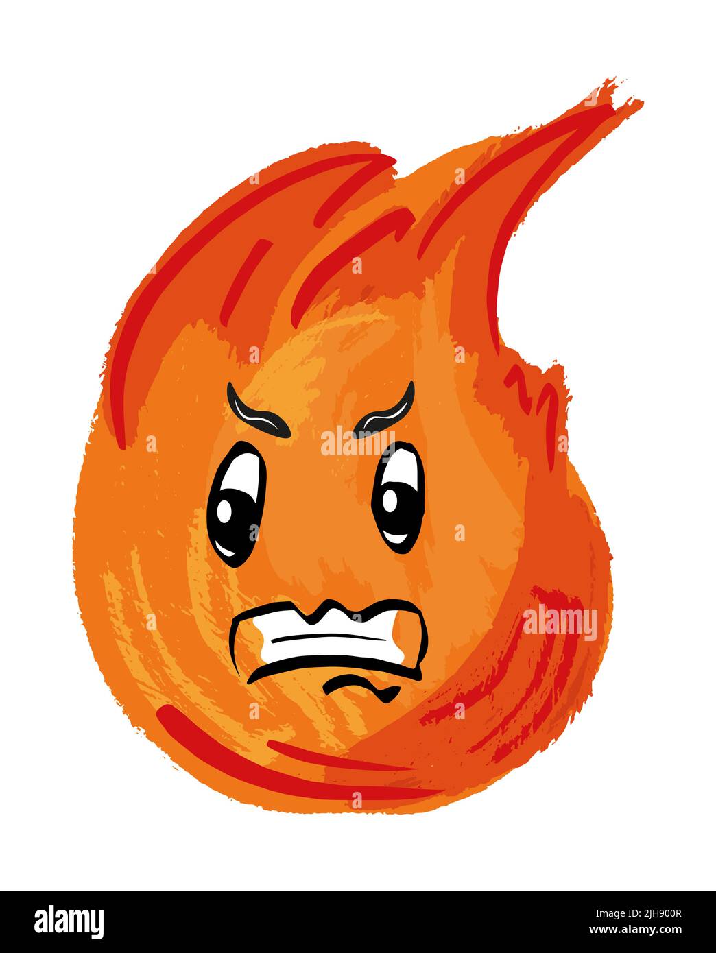 Funny fire flame characte. Cartoon style. Hand drawn sign of fire. Fire ...