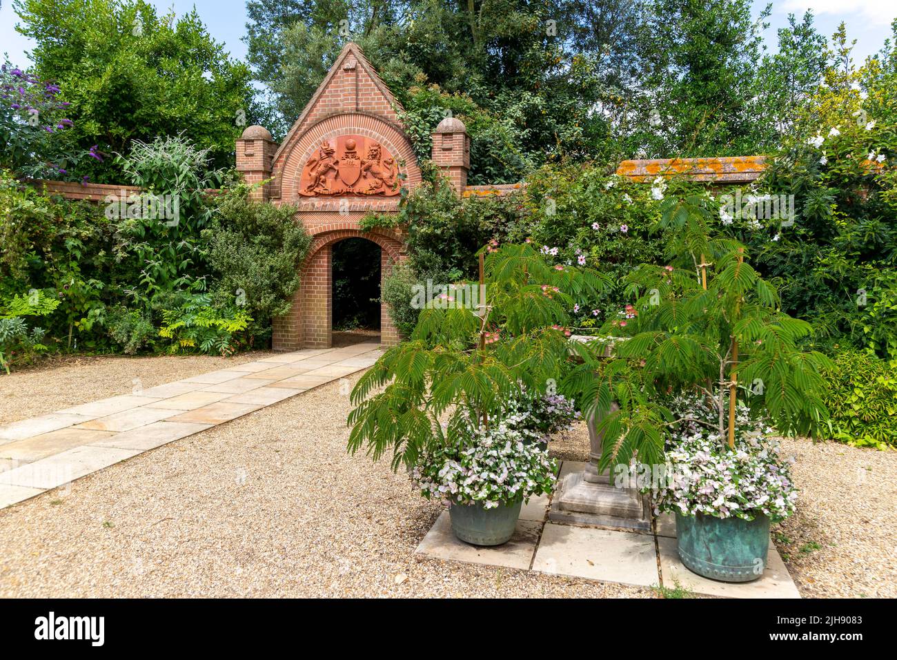 The Postman's gate and Entrance Courtyard, East Ruston Old Vicarage garden, East Ruston, Norfolk ...