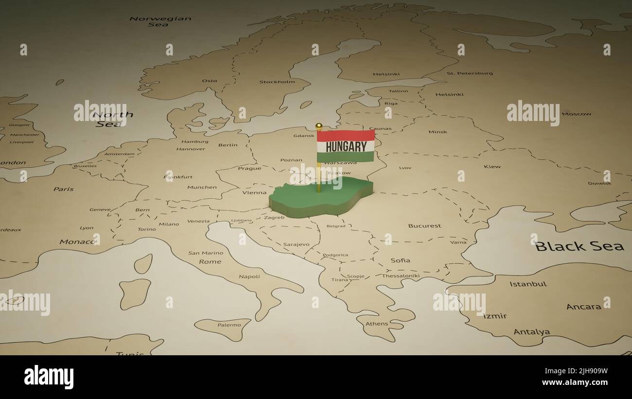 3d map of Hungary state Stock Photo - Alamy