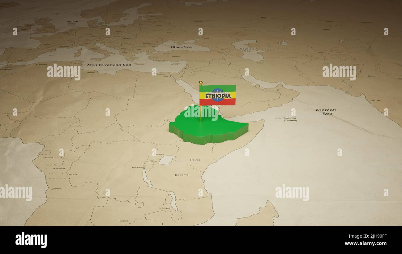 Ethiopia country border map hi-res stock photography and images - Alamy