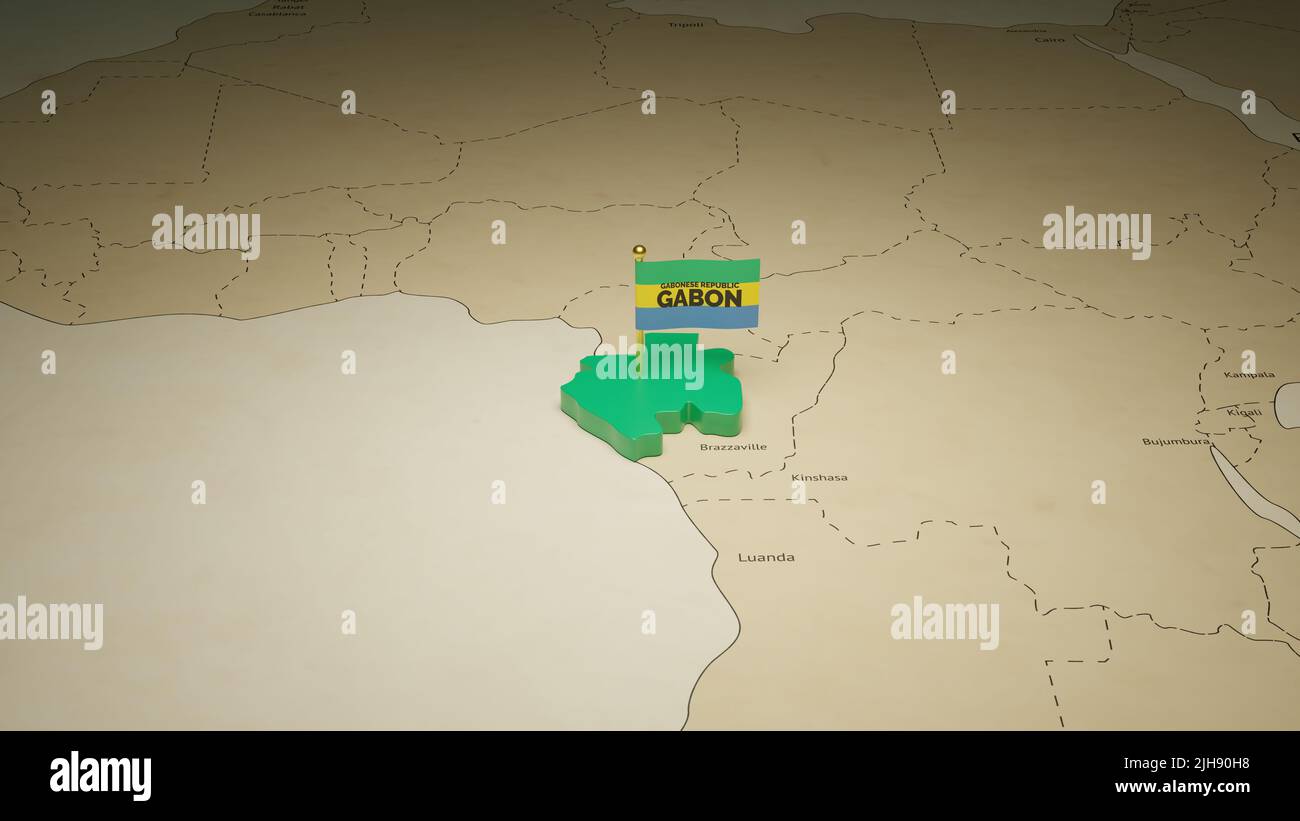 Illustration of Gabon 3d isometric map Stock Photo - Alamy