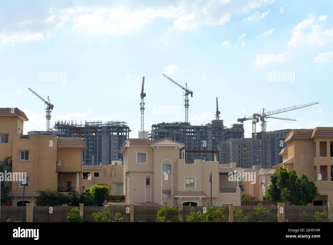 Construction site of new buildings in Egypt, Zed city Sheikh Zayed city ...