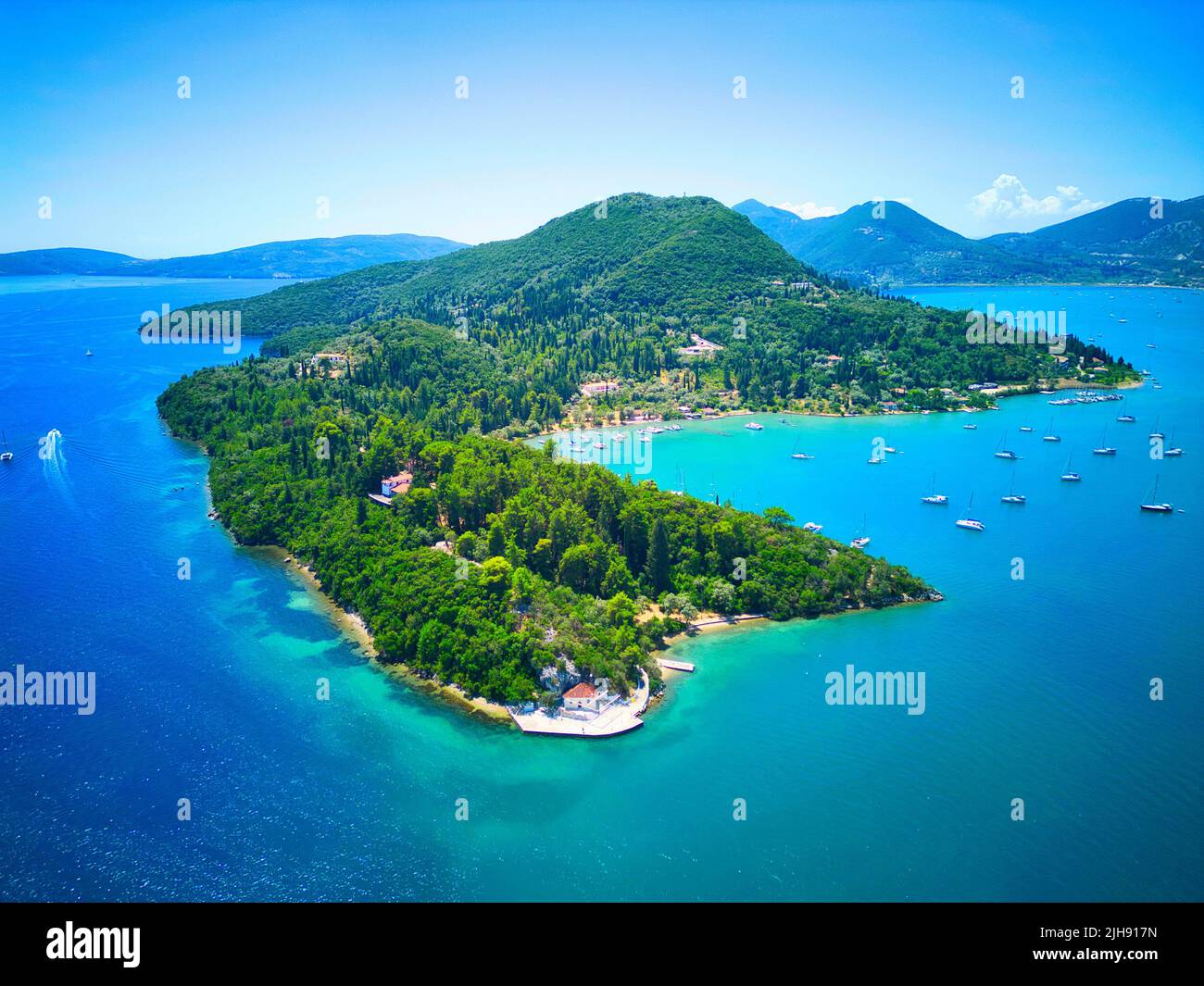 An aerial view of the Nidri Lefkada island in Greece Stock Photo - Alamy