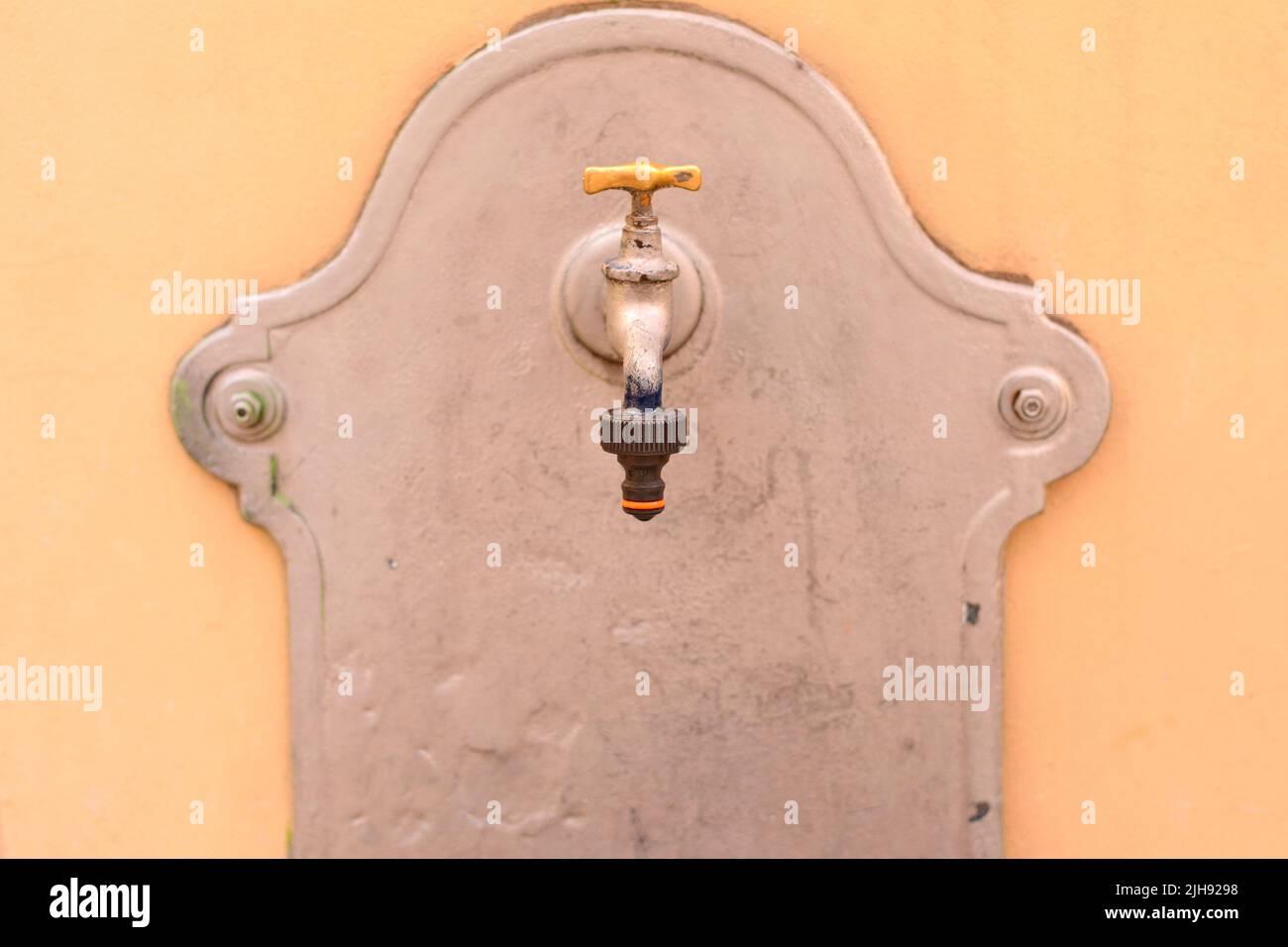 Tap faucet classic vintage. Old ornate brass water tap and basin fixed ...